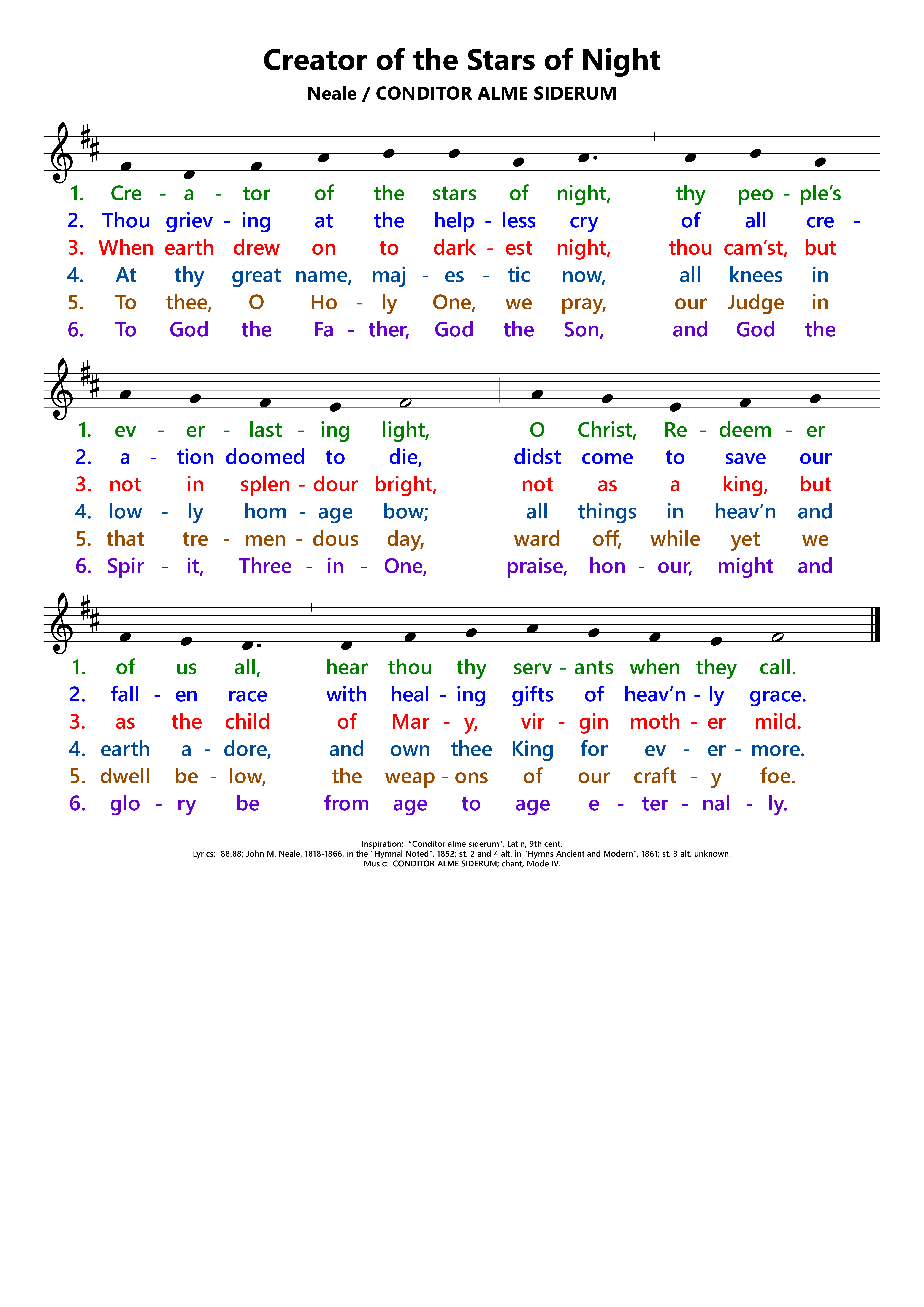LiturgyShare: Conditor alme siderum: Creator of the Stars of Night [Neale]